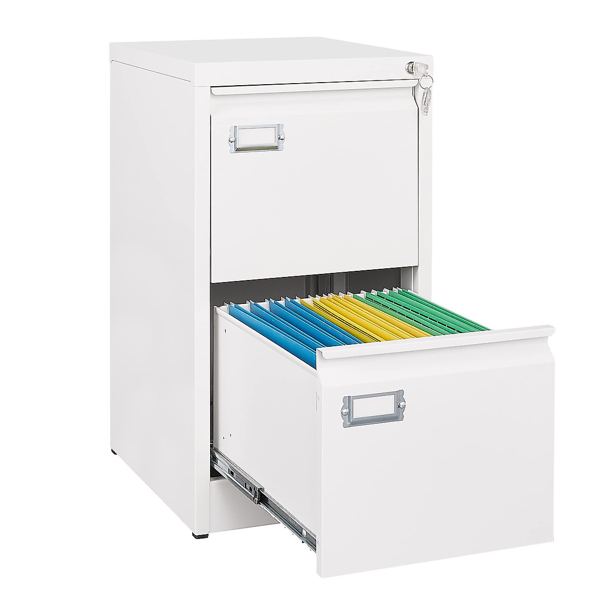 AFAIF 2 Drawer File Cabinet with Lock, Cabinets for Home Office,18/'' Deep Vertical Metal White Office Storage Organizer Letter/Legal / A4 F4 Size, and Folders, 2 Drawer-white