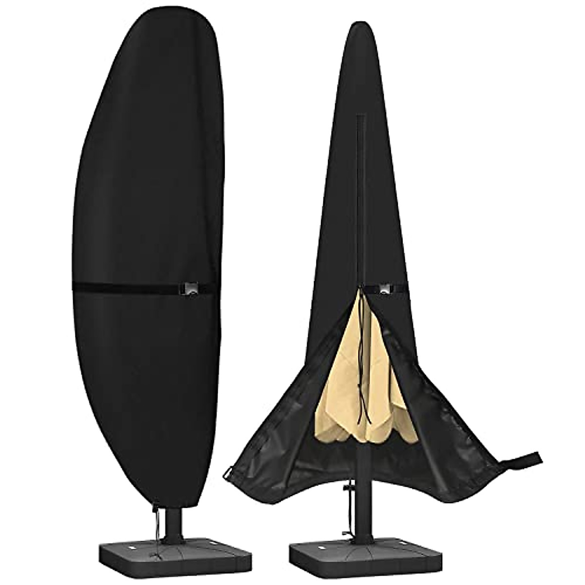 GARDRIT Patio Umbrella Cover, 600D Waterproof Patio Cantilever Umbrella Covers for 7.5-11.5 Feet Offset Umbrella, Outdoor Market Umbrellas Cover with Zipper and Rod