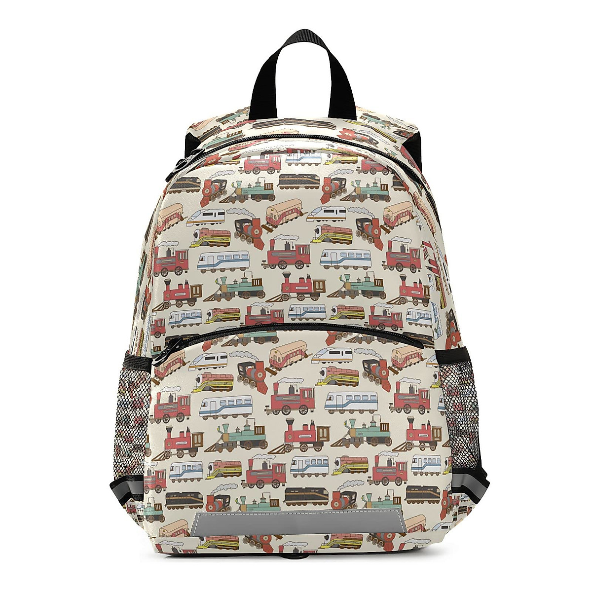 Fisyme Vintage Trains Backpack Schoolbag Kids Daypack Toddler Travel School Bag Small Mini Backpacks for Kindergarten Preschool Nursery Children Boys Girls with Chest Strap