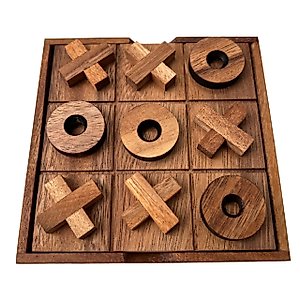 NUTTA - TicTacToe Wooden Game Size 5.5 X 5.5 inches Tic Tac Toe Wooden Board Games Coffee Table Desk Toy Fun Game Friends and Family Adult Games Travel Backyard Indoor Outdoor Decorative Decor Room