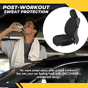 QIKCOVER Premium Waterproof Car Seat Cover - Sweatproof, Universal Fit, Non-Slip, Durable Protector for Dirt, Spills, Pet Claws - Auto, SUV, Truck Compatible (Black)