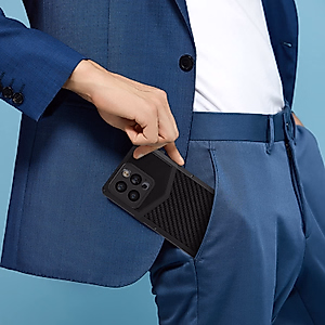 DGYSG Luxury Carbon Fiber with Aluminum Case for iPhone 14 Pro Max 6.7", Military Shockproof Protective Armor Phone Cover with Screen Protector Full Body Heavy Duty Drop Protection for Men Black