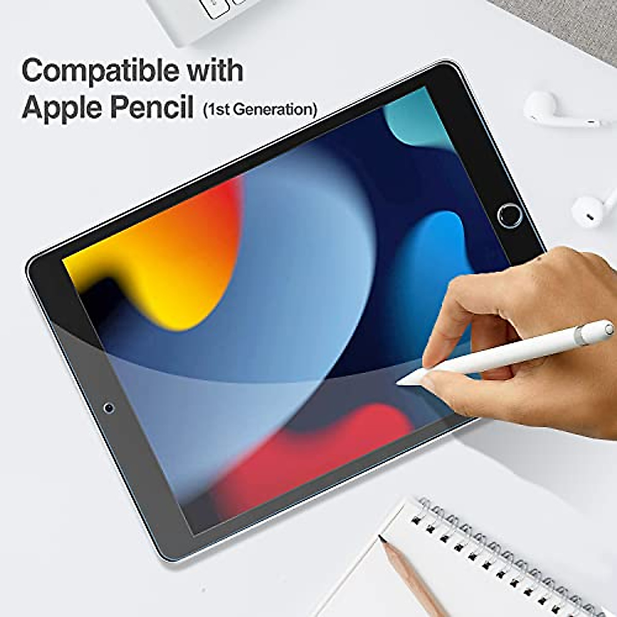 ProCase 2 Pack Screen Protector for iPad 9th 8th 7th Generation 10.2 Inch (2021/2020/2019), Tempered Glass Film for A2602 A2603 A2270 A2197 -Clear