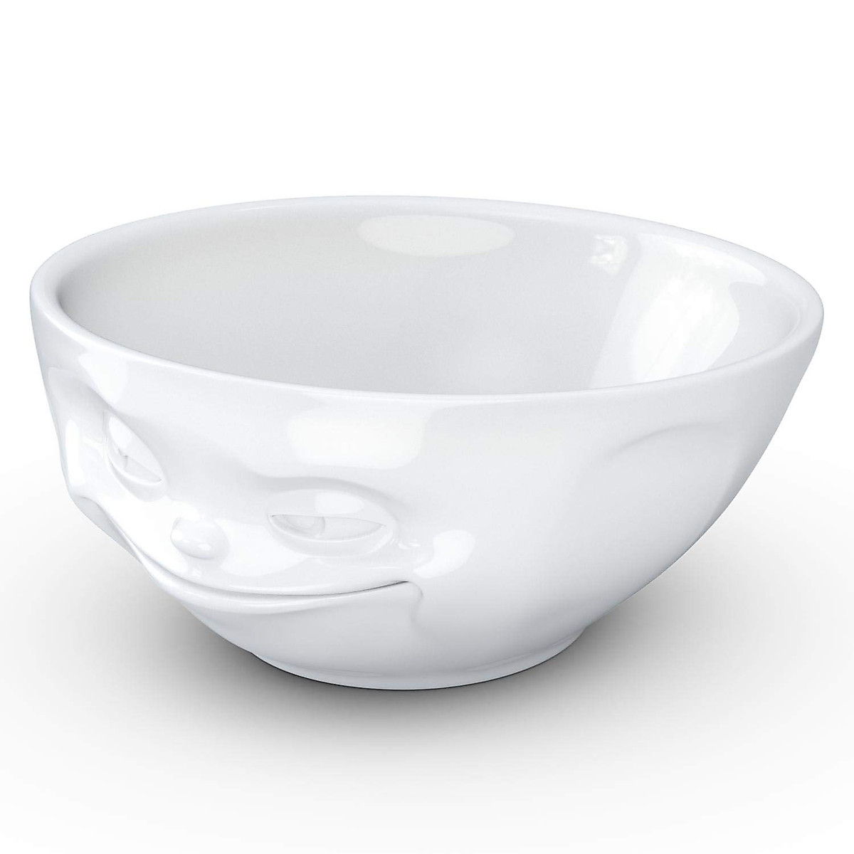 FIFTYEIGHT PRODUCTS TASSEN Porcelain Bowl, Grinning Face Edition, 11 oz. White (Single Bowl) Medium Bowl for Soup Cereal