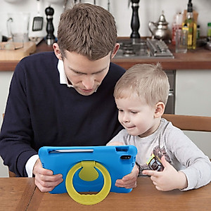 ProCase Kids Case for iPad Air 10.9" 5th Gen 2022/4th Gen 2020/iPad Pro 11 2020/2018, Shockproof Rotate Handle Fold Stand Lightweight Kids Friendly Case –Blue