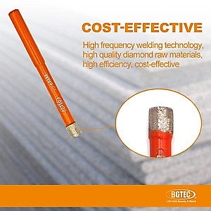 BGTEC Diamond Core Drill Bit, 10pcs 1/4" 6mm Welded Diamond Wet Drilling for Marble, Granite, Artificial Stone, Ceramic Tile