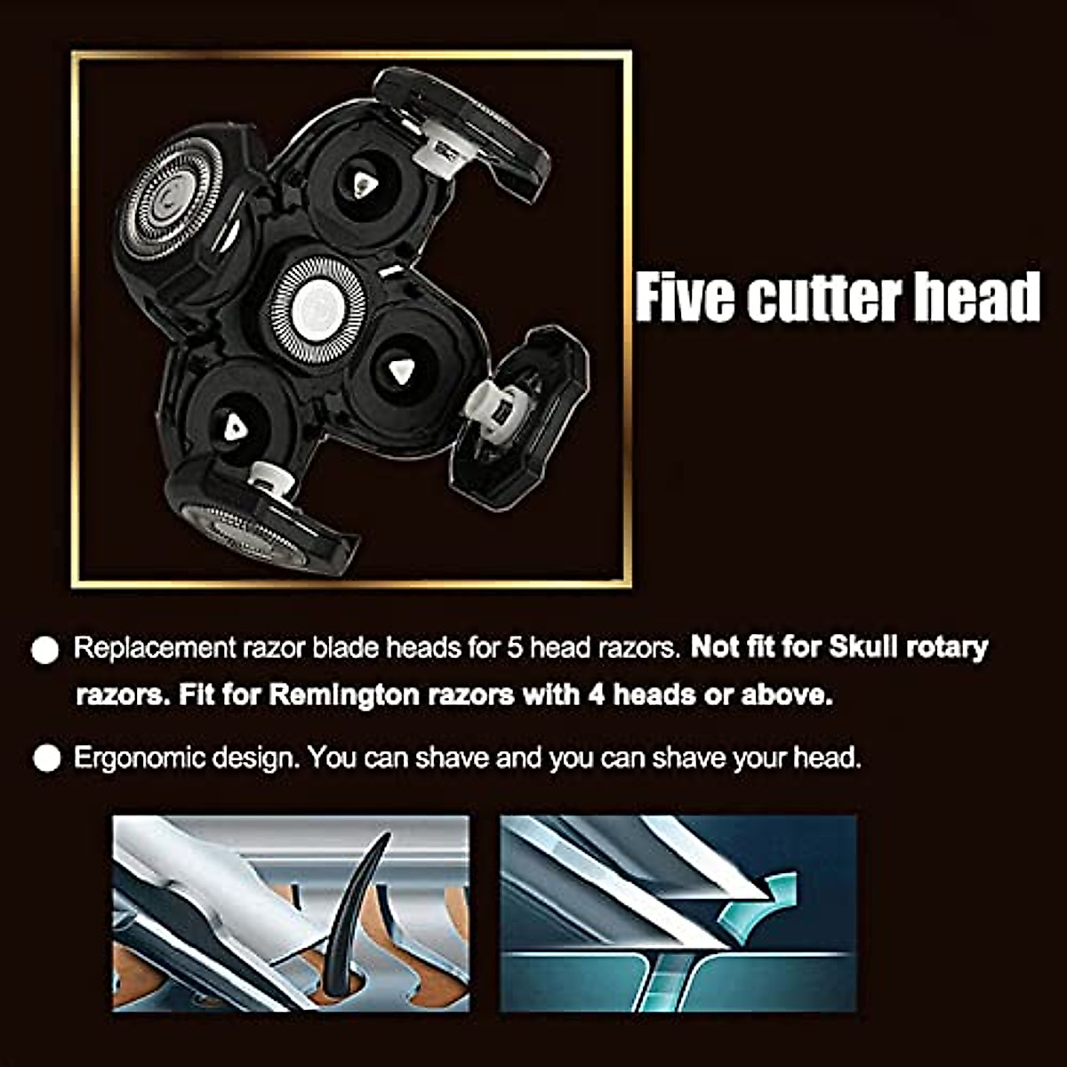Replacement Shaver Head Blade,5 Heads Beard Replacement Blade,Universal Easy Install Electric Razor Shaver Head for Head and Face
