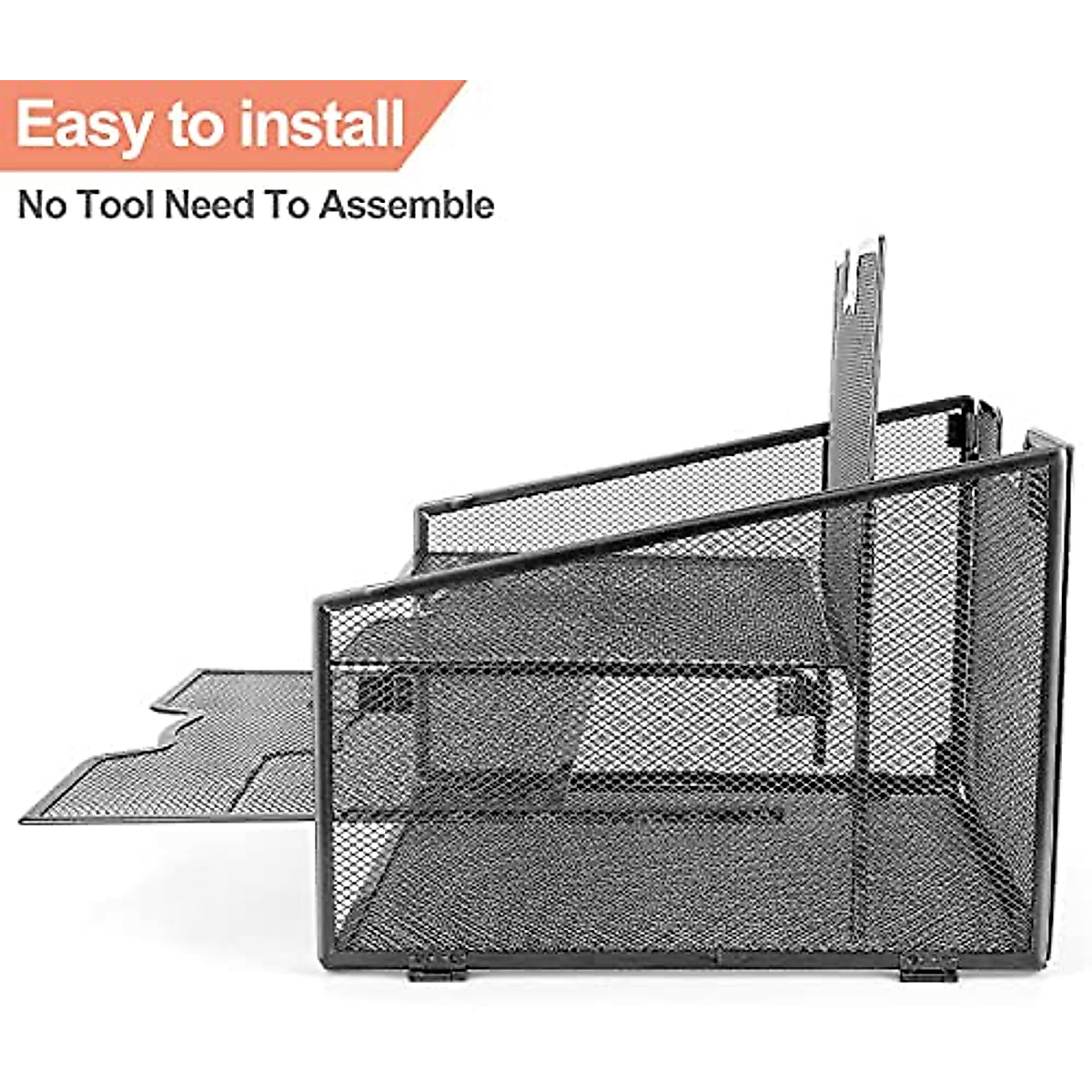 ProAid Paper Organizer Mesh Office Desktop Accessories Organizer, Desk File Organizer with 3 Paper Trays and 1 Vertical Upright Compartment, Black