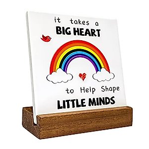 Teacher Appreciation Gifts - Ladies Teacher Gifts For Desk Decor - It Takes A Big Heart To Help Shape Little Minds - The Best Teacher Gifts For Students - Funny Thank You, Birthday, Christmas Gifts