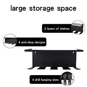 Drill Storage Rack Metal Tool Organizer Power Tool Holder Steel Rack With 4 Drill Charging Slots Tool Storage Organizer Garage Charging Station Hanging Wall Mount, Holds Drills, Batteries, Accessories