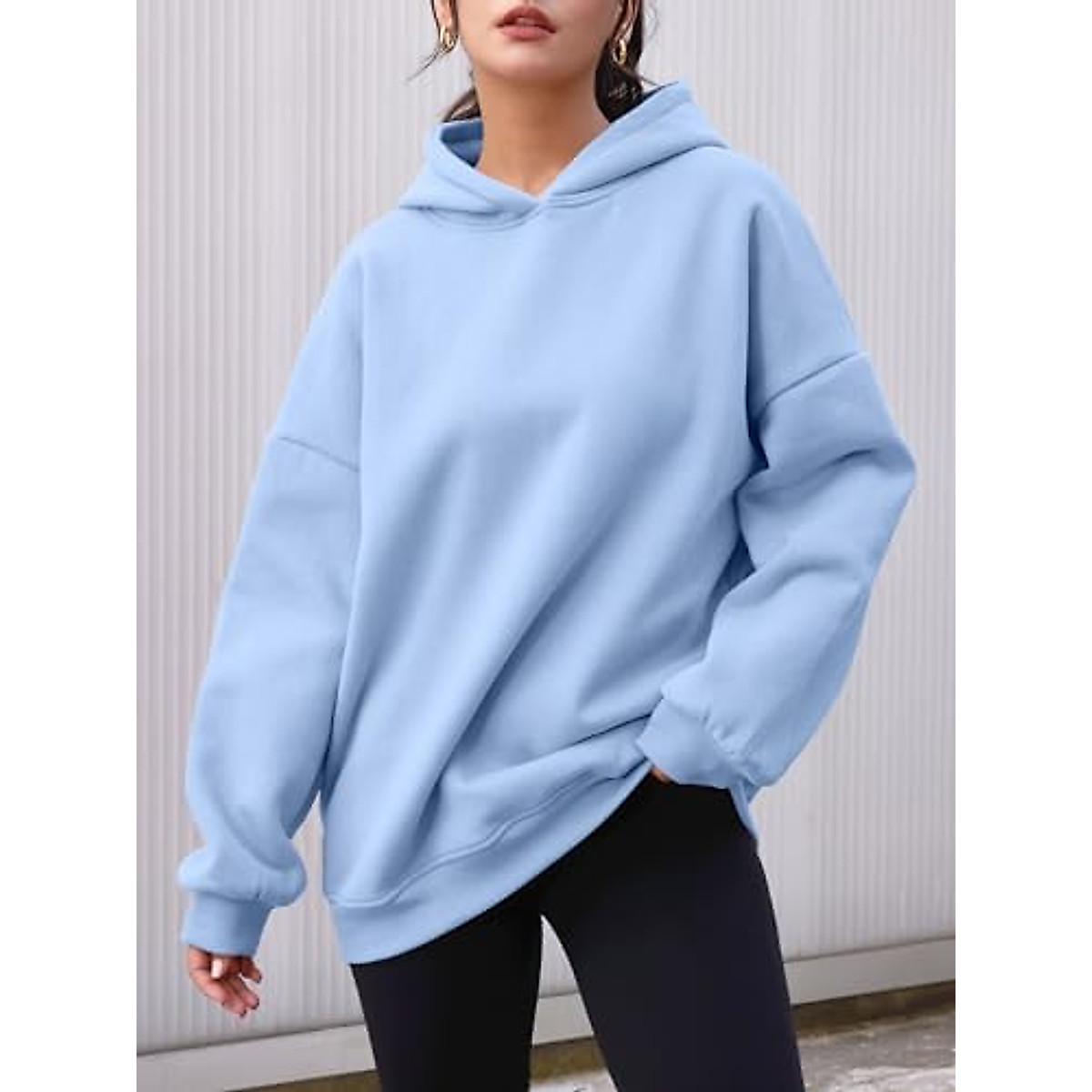 AUTOMET Womens Oversized Hoodies Fleece Sweatshirts Hooded Pullover 2025 Fashion Fall Clothes Trendy Outfits Winter Sweater LightBlue S
