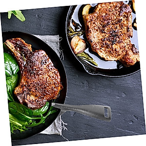 OFFSCH Steak Plate Fork Toaster Oven Pan Stainless Steel Frying Pan Metal Cooking Utensils Bowl Gripper Fajita Skillet Clip Stainless Frying Pan BBQ Clamps Cookware Holder BBQ Clips Black