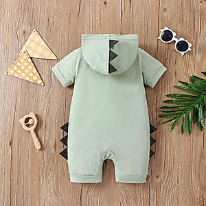 CBNRLOPOP Infant Newborn Baby Boys Girls Dinosaur Halloween Christmas Hoodie Romper Onesie Jumpsuit Outfits(Green, 3-6Months)