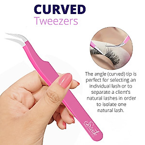 SIVOTE Lash Tweezers for Eyelash Extensions for Volume, Isolation & Classic Lashes, 3 Pack, Pink