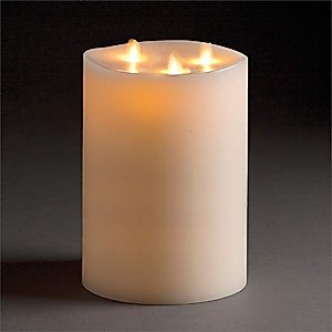 Lightli Moving Tri-Flame Pillr 6x6X10, Ivory
