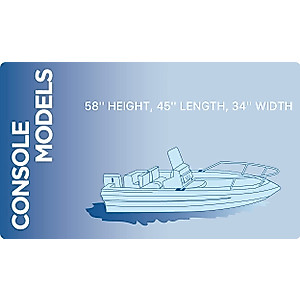 GOODSMANN 600 Denier Center Console Boat Cover Accessory Waterproof Boat Cover Weather Protection Trailerable Boat Cover Fits Models Up to 58'' Height, 45'' Length, 34'' Width 9921-0162-31