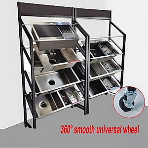 GRRICEPL Washing Hand Basin Display Rack, Kitchen Sink Commercial Shelves, Adjustable Width Universal Wheel Storage Rack，360° Swivel with Universal Wheels
