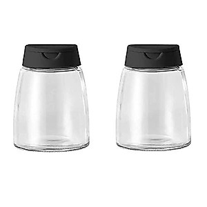 2PCS Glass Spice Jars with Shaker Pour Lid, Seasoning Shakers Glass Bottles Spice Shakers Salt & Pepper Shaker Container Set with Gift Grinder Fits in Home,Kitchen,Barbecue (2)
