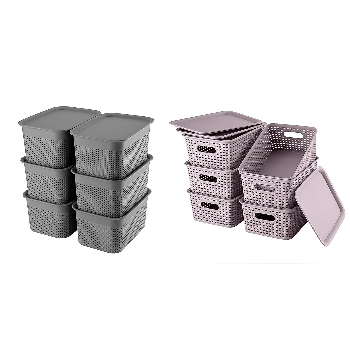 AREYZIN Plastic Storage Bins With Lid Organizing Container Lidded Knit ...