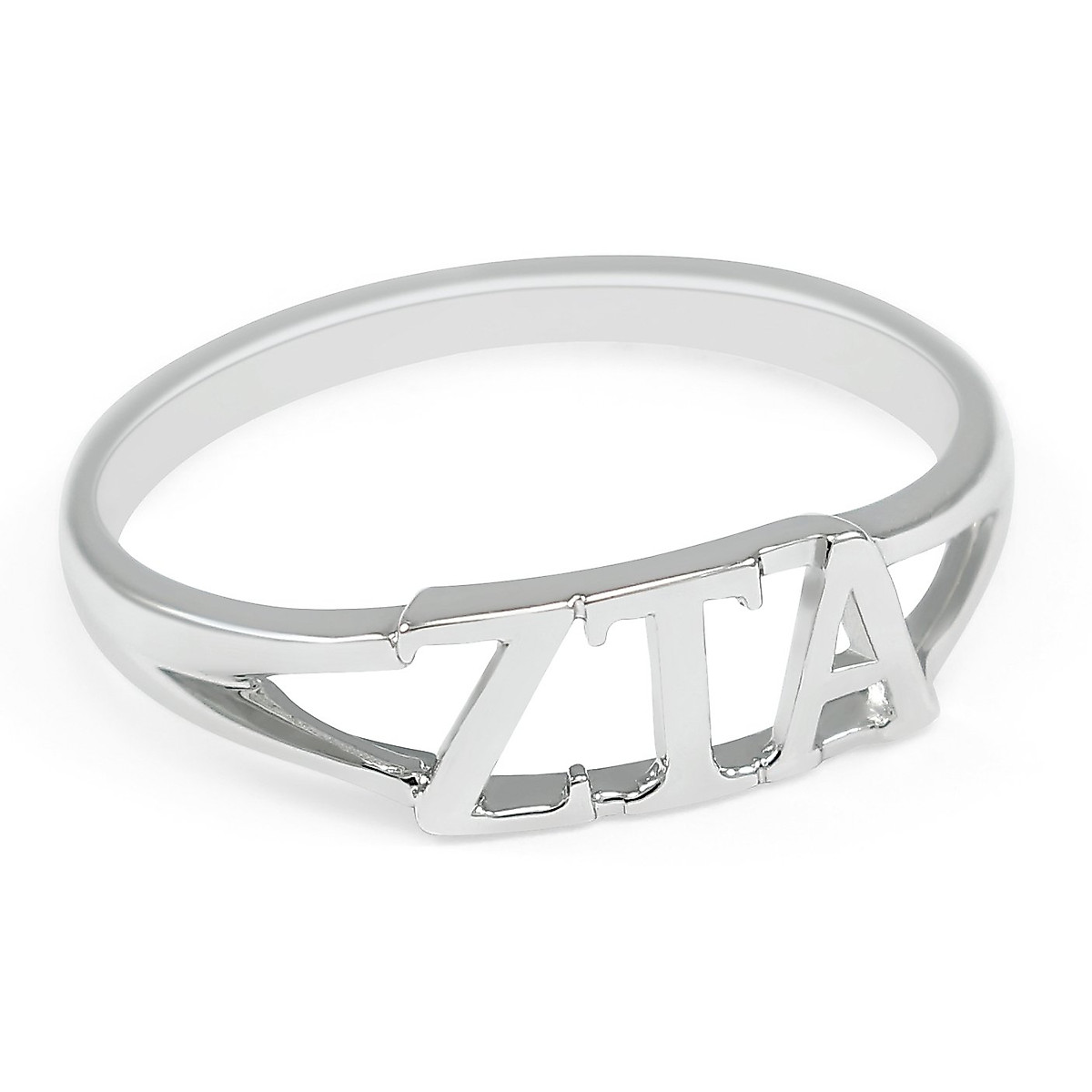 The Collegiate Standard Sterling Silver Zeta Tau Alpha ring with cut-out letters size 7