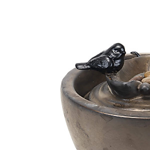 Foreside Home & Garden Bronze Bird on Leaf Indoor Water Fountain with Pump