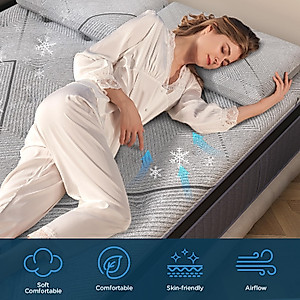 DIGLANT King Mattress, 14Inch Gel Memory Foam & 7-Zone Pocket Spring King Size Mattress, Medium Plush Hybrid Mattress in Box for Motion Isolation,Pressure Relief,CertiPUR-US, 76 * 80