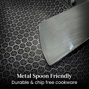 Culinr™ 9” Inch Hexagon Surface Hybrid Stainless Steel Frying Pan with Glass Lid, Oven and Dishwasher Safe, Non-Toxic PFOA Free, Compatible with All Stovetops