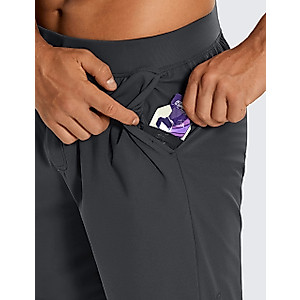 CRZ YOGA Men's Four-Way Stretch Workout Shorts - 7'' Soft Durable for Casual Athletic with Pockets Ink Gray Medium