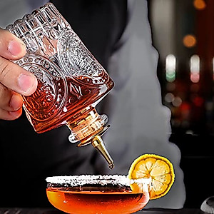 SuproBarware Bitters Bottle Set of 2，Glass Dasher Bottle, Decorative Bottle for Cocktail with Gold Dash Top