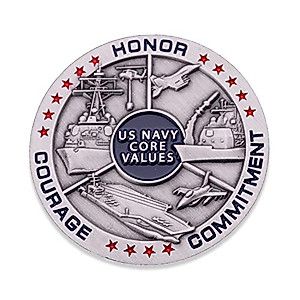 Navy Core Values Challenge Coin - United States Navy Challenge Coin - Amazing USN Navy Military Coin - Designed by Military Veterans!
