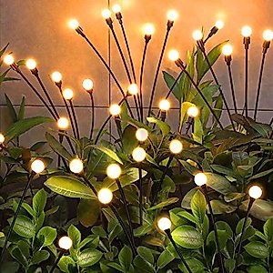 NBQQ Solar Garden Lights,Solar Firefly Lights,2 Pack 16 Heads Solar Swaying Lights Outdoor Decorative,Sway by Wind, High Flexibility Iron Wire & Heavy Bulb Base,Yard Patio Pathway Lawn Decoration