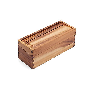 Ironwood Gourmet Acacia Wood Recipe Box, Double Compartment, For 3" x 5" Cards