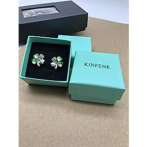 KINFENE Lucky Crystal Four Leaf Clover Stud Earrings