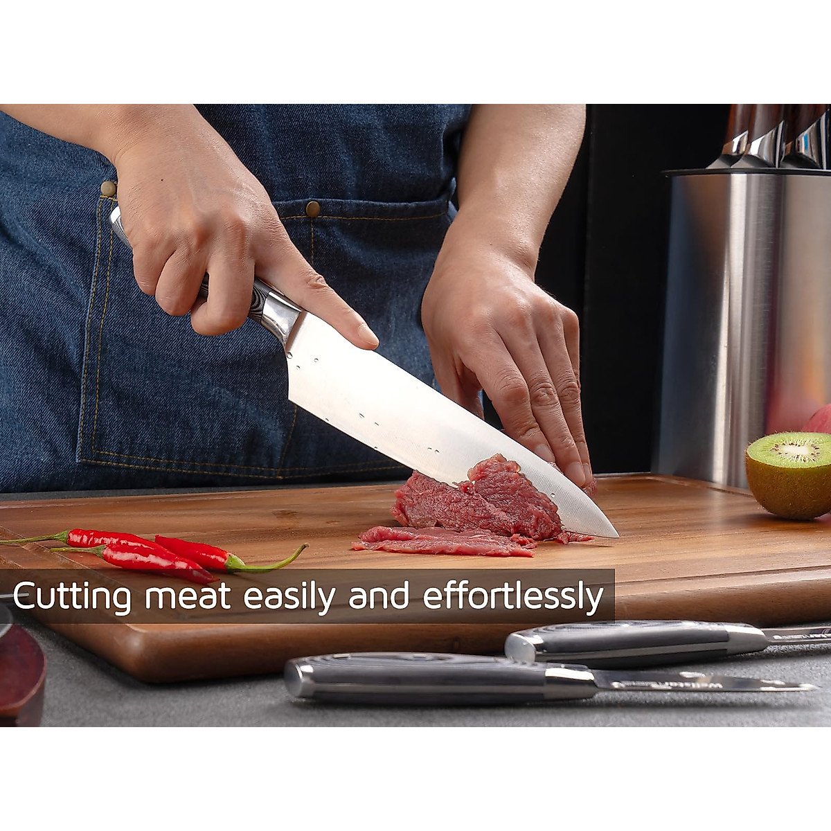 WELLSTAR Pro-Grade 3-Piece Chef Knife Set - Razor-Sharp High-Carbon Steel for Culinary Mastery at Home or Pro Kitchens