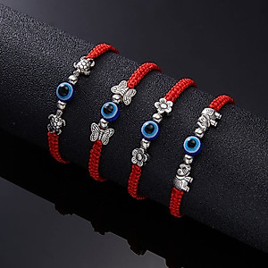 Evil Eye Bracelet for Women Men Lucky Bracelets Handmade Macrame Braided Bracelet Adjustable Family Friend Couple Protection Bracelet(Elephant,Blue) (AMX2X0BQTHUS)