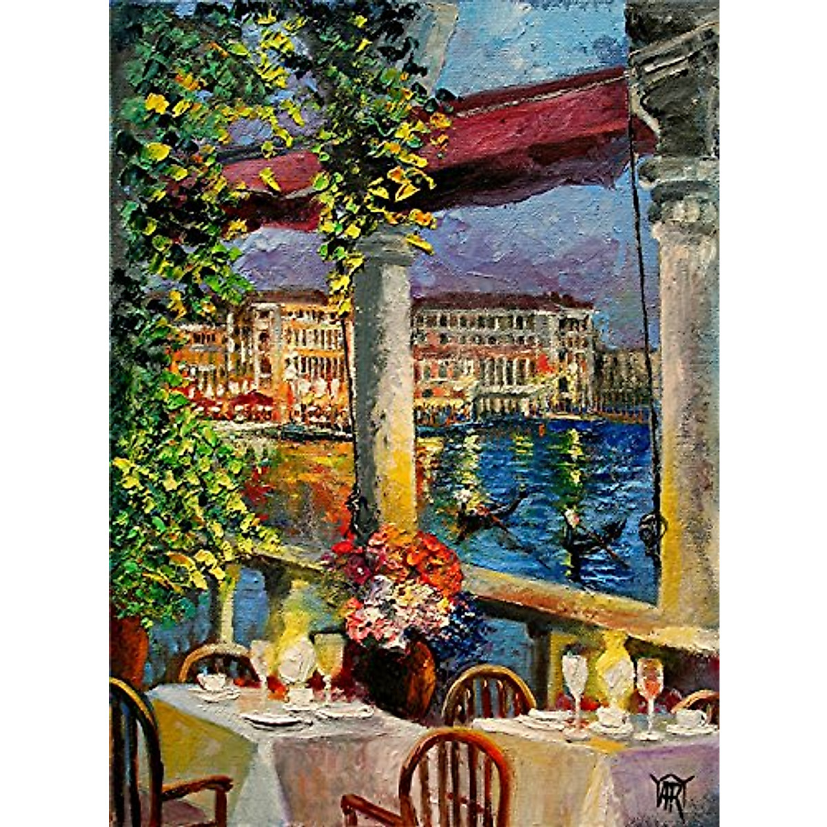 (SOLD) A Venetian View - Venice Italy at night by internationally renown painter Yary Dluhos.