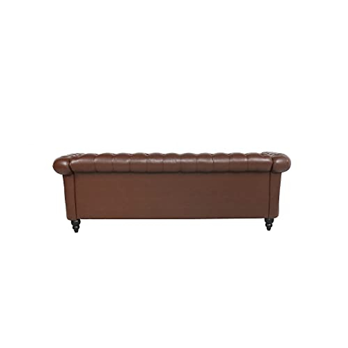 ONCIN Chesterfield Sofa Leather for Living Room, 3 Seater Sofa Tufted Couch Faux Leather with Rolled Arms and Nailhead for Living Room, Bedroom, Office, Apartment (Dark Brown)