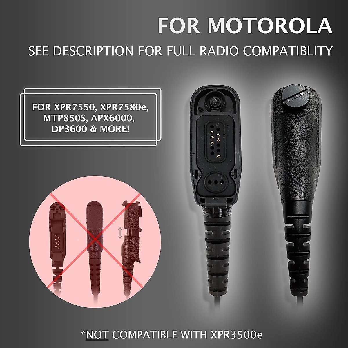 [2-Pack] ProMaxPower C-Shape Swivel Ear Hanger Earpiece for Motorola Two-Way Radios XPR6550 XPR7550e XPR7580e XiR-P8200 DP3401 MTP850