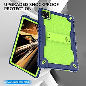 SOATUTO for T-Mobile Revvl Tab 5G Come with Tempered Glass Screen Protector Film Tablet Case with Kickstand/Shoulder Strap Kids Friendly Shell Fit for T-Mobile Revvl 10.36 inch (Navy+Green/2 Pcs)