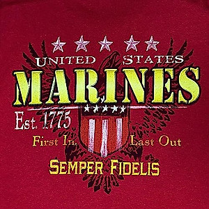 Armed Forces Gear Men's Marine Corps Shield Grunge T-Shirt - Official Licensed United States Marine Corps Shirts for Men (Red, Large)
