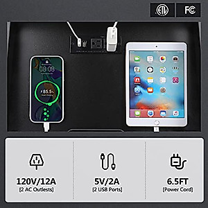 farexon Nightstand with Charging Station and USB Ports,Nightstand with Storage Drawer and Shelf, Small Bedside Table,End Table Night Stand for Bedroom(1 PCS, Black)