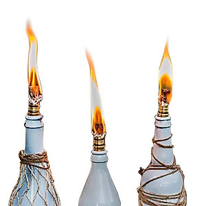 EricX Light Wine Bottle Torch Kit 4 Pack, Includes 4 Long Life Torch Wicks ,Brass Torch Wick Holders And Brass Caps - Just Add Bottle for an Outdoor Wine Bottle Torch