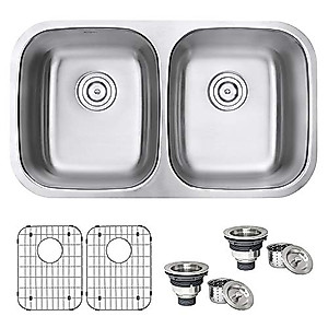 Ruvati 32-inch Undermount 50/50 Double Bowl 16 Gauge Stainless Steel Kitchen Sink - RVM4300