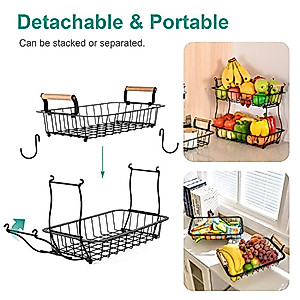 ANTOPY 2 Tier Fruit Basket with 2 Banana Hangers, Countertop Fruit Vegetable Basket Bowl for Kitchen Counter & Shower Caddy Shelf Rack with Soap Dish Toothbrush Holder Shower Organizer 4 Pack