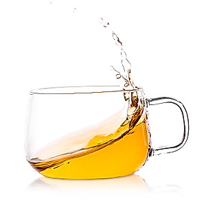 Tealyra - La Lune - Glasses - 10.1-ounce - Set of 4 - Clear and Lightweight Glass Tea and Coffee Cup with Saucer - 300ml