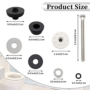 2PCS Universal Toilet Seat Hinge Bolts Kit, Heavy Duty Toilet Bolts, Waterproof Stainless and Rubber Washers Gaskets with Extra Long Nut White Plastic Down Lock Screw for Fastening (Silver)