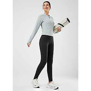 BALEAF Women's Fleece Lined Leggings Thermal Warm Winter Tights High Waisted Thick Yoga Pants Cold Weather with Pockets Black S