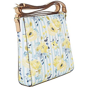 Nanette Lepore Harriett Print Crossbody with Mirror Key Ring Stripe Floral One Size