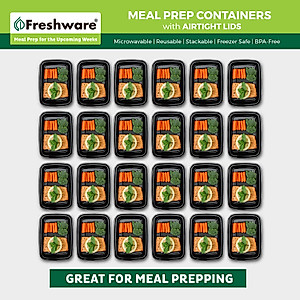 Freshware Meal Prep Containers [150 Pack] 1 Compartment with Lids, Food Storage Containers, Bento Box, BPA Free, Stackable, Microwave/Dishwasher/Freezer Safe (16 oz),Black