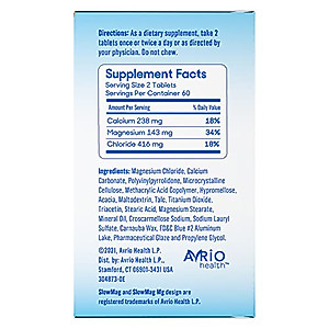 Slow-Mag Mg Muscle + Heart Magnesium Chloride with Calcium Supplement for Support of Heart, Muscles & Nervous System, 120 Count
